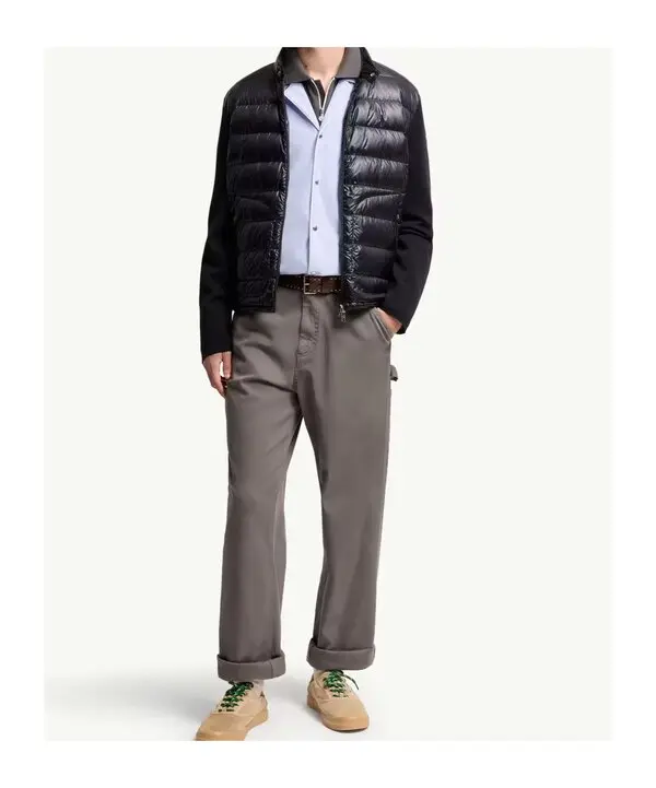 Moncler Quilted Front Zip Cardigan With Long Sleeves - Blue