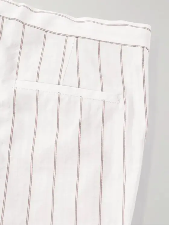 Brunello Cucinelli Striped Drawstring Cotton Trousers