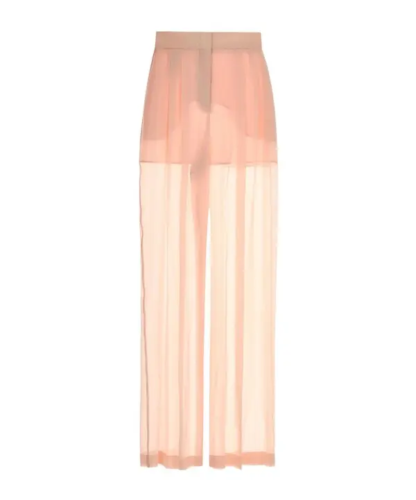 Alberta Ferretti Semi-sheer Georgette Tailored Trousers