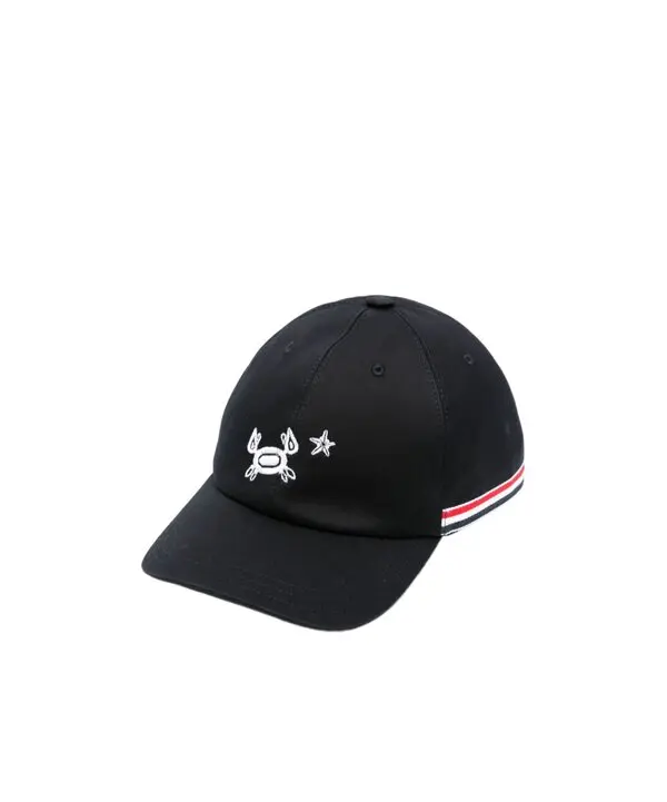 Thom Browne Crab Embroidered Baseball Cap - Black
