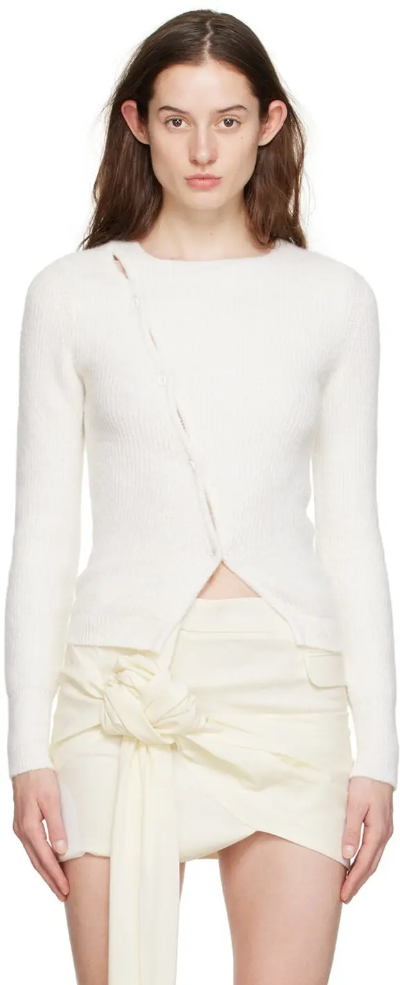 Jacquemus La Maille Pau Asymmetric Cardigan - White