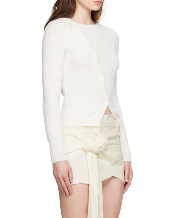 Jacquemus La Maille Pau Asymmetric Cardigan - White