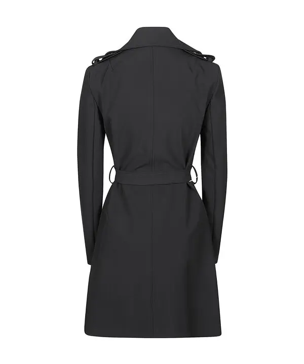 Patrizia Pepe Double-breasted Coat With Lapel And Waistband Trim - Black