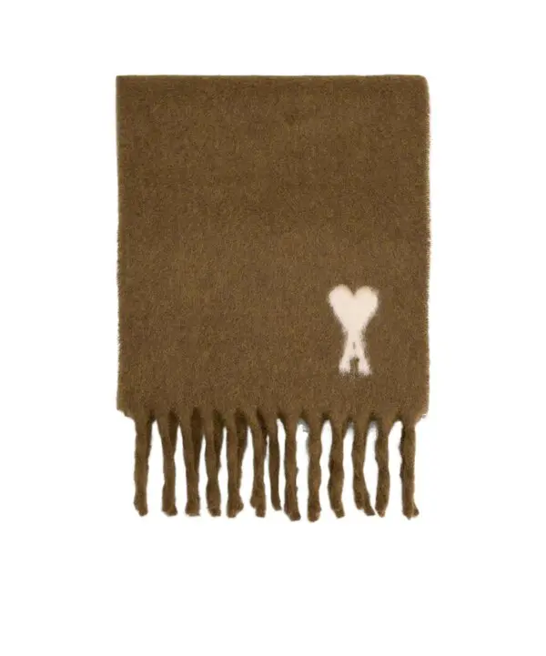 Ami De Coeur Jacquard Fringed Scarf - Hazelnut Brown