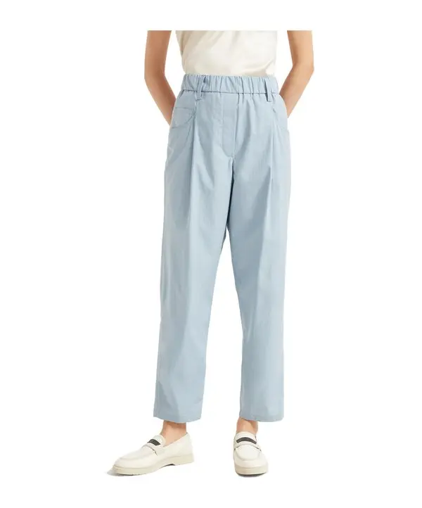 Brunello Cucinelli Embellished Lightweight Poplin Five-pocket Track Trousers - Sky-blue