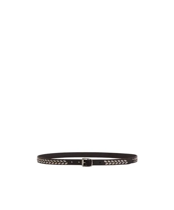 LEMAIRE Studded Slim Belt - Dark Brown