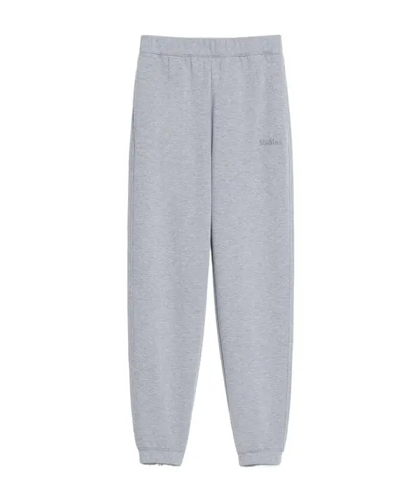 Max Mara Elastic Waist Joggers With Embroidered Logo - Medium Gray