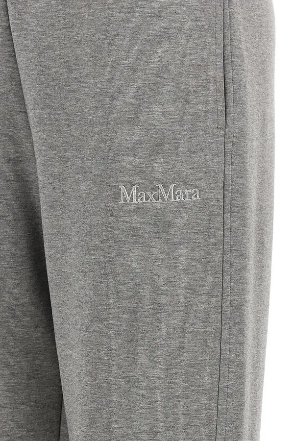 Max Mara Logo Embroidered Straight Leg Pants - Mid Grey