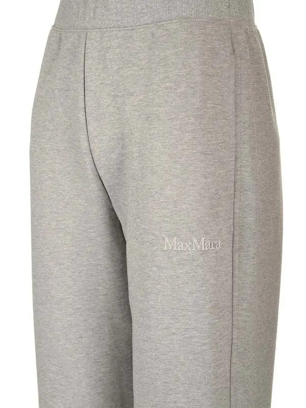 Max Mara Logo Embroidered Straight Leg Pants - Mid Grey