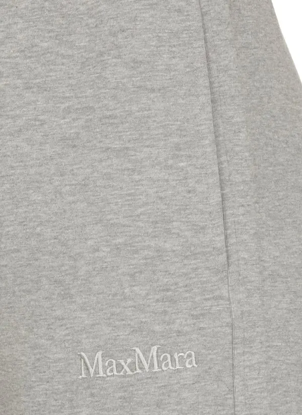 Max Mara Logo Embroidered Straight Leg Pants - Mid Grey