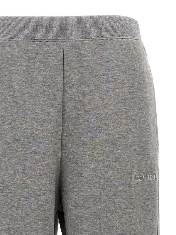 Max Mara Logo Embroidered Straight Leg Pants - Mid Grey
