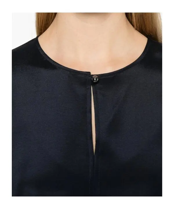Max Mara Round Neck Long-sleeved Top With Button-down Front