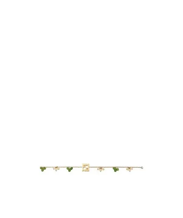 Fendi Gold-tone Ankle Bracelet With Stone Charms - Yellow