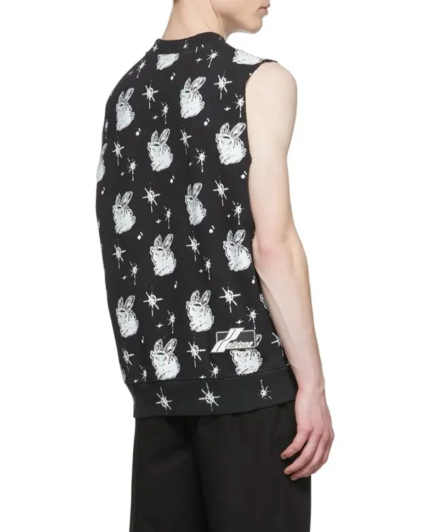 We11Done Sleeveless Graphic Print Top - Black