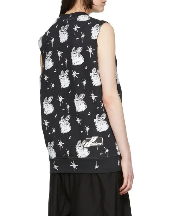 We11Done Sleeveless Graphic Print Top - Black