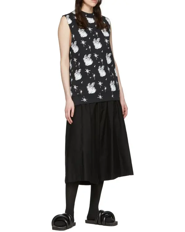 We11Done Sleeveless Graphic Print Top - Black