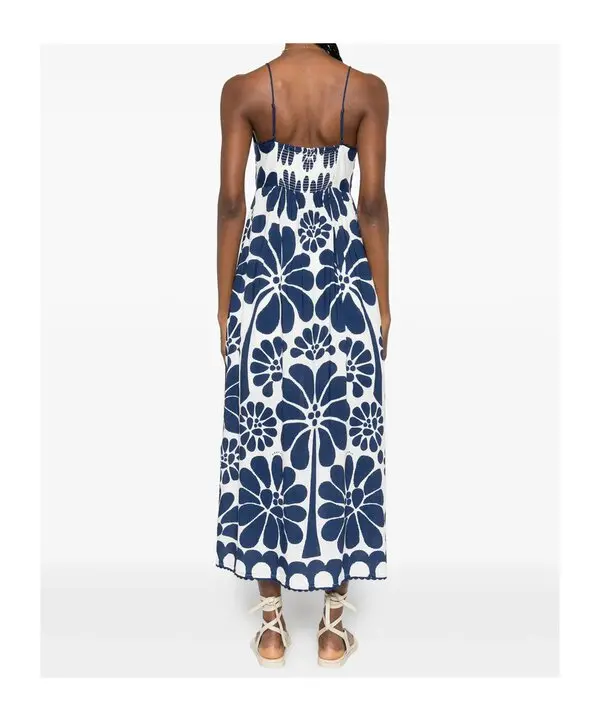 Farm Rio Floral Tie Front Maxi Dress - Blue