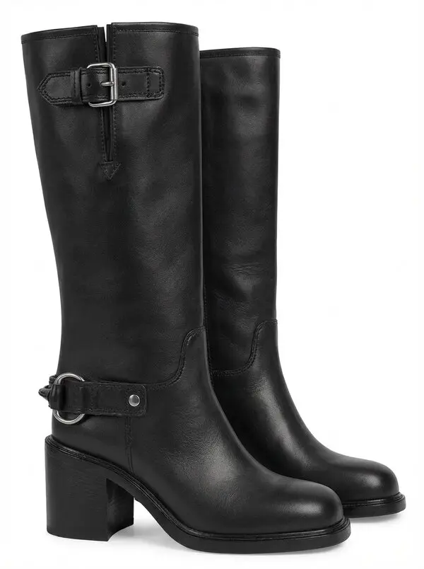 Gucci Leather Mid-heel Boots With Silver-toned Hardware