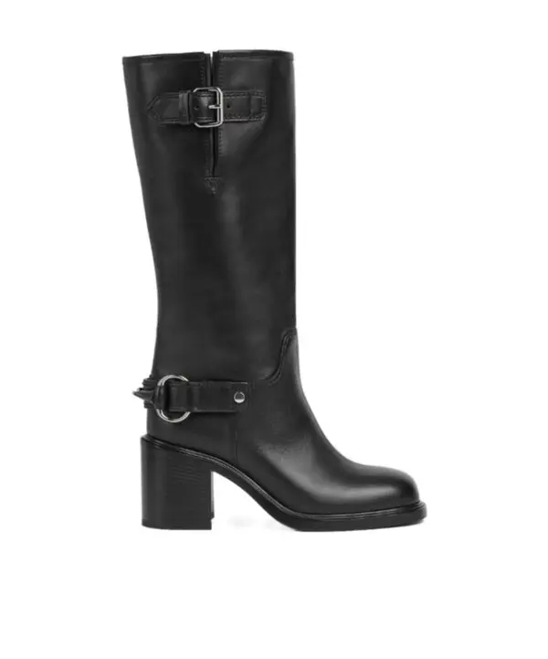 Gucci Leather Mid-heel Boots With Silver-toned Hardware