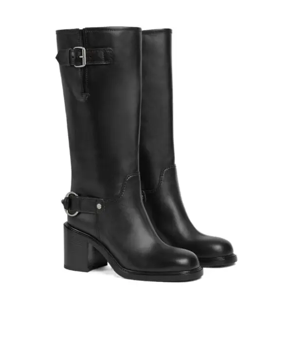 Gucci Leather Mid-heel Boots With Silver-toned Hardware