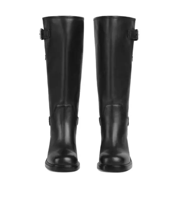 Gucci Leather Mid-heel Boots With Silver-toned Hardware