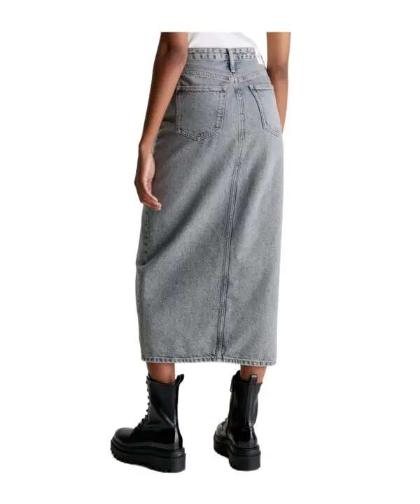 Calvin Klein Denim Maxi Skirt With Front Slit