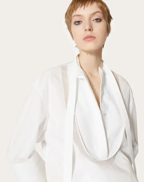 Valentino Garavani Cotton Poplin Blouse With Scarf Detail