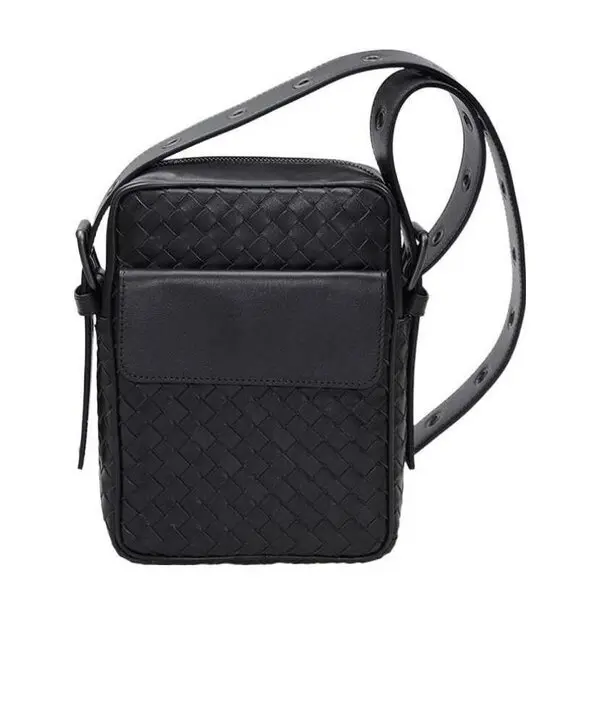 Bottega Veneta Woven Logo Shoulder Bag - Black