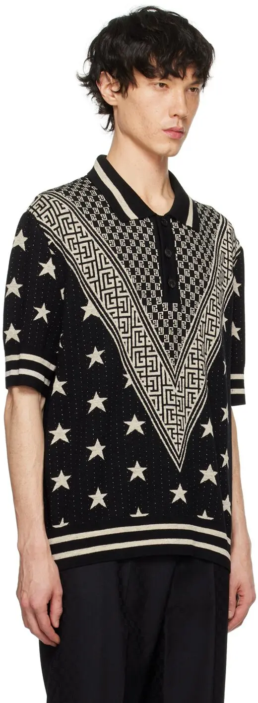 Balmain Monogram Stars Polo Shirt