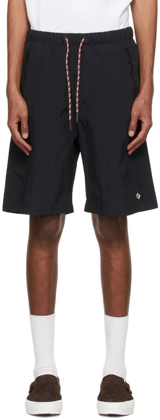 MARCELO BURLON COUNTY OF MILAN Logo Embroidered Drawstring Shorts - Black