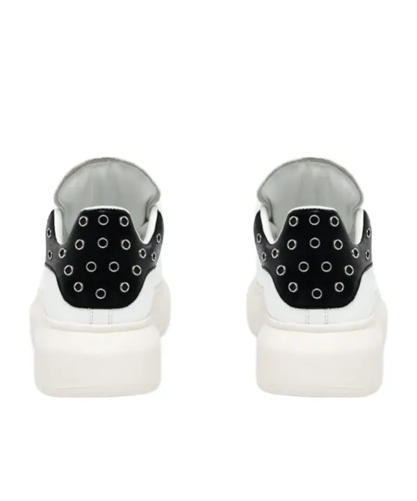 Alexander McQueen Oversized Lace-up Sneakers With Embellished Heel Counter - White/black/silver