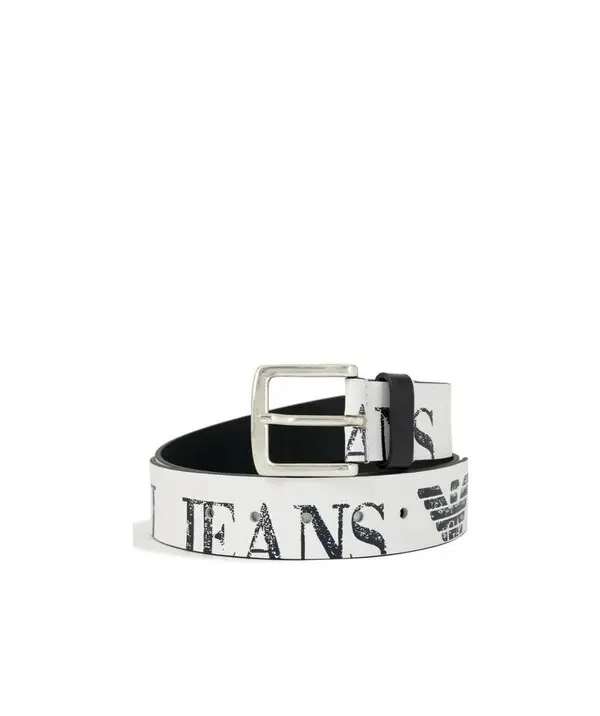 Emporio Armani Printed Logo Belt - White