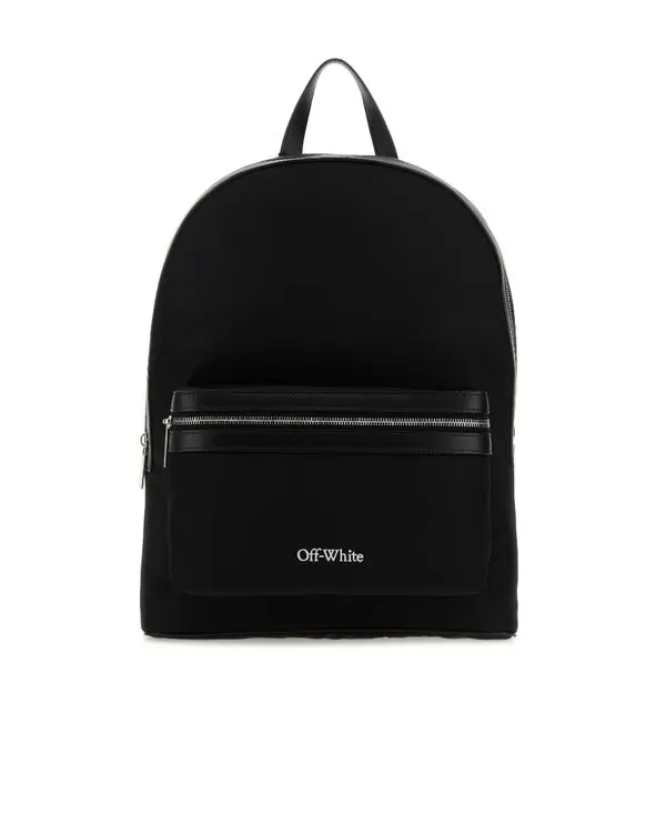 Off-White Logo Embroidered Zipped Backpack - Black