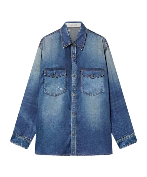 GOLDEN GOOSE Long Sleeved Denim Shirt - Blue