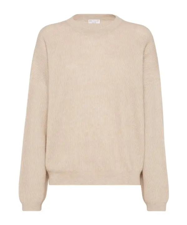 Brunello Cucinelli Crewneck Drop-shoulder Jumper - Cool Beige