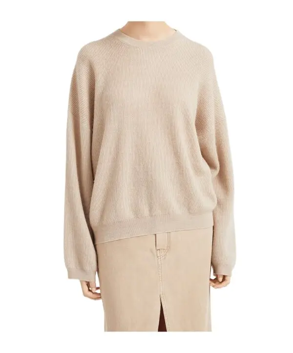 Brunello Cucinelli Crewneck Drop-shoulder Jumper - Cool Beige