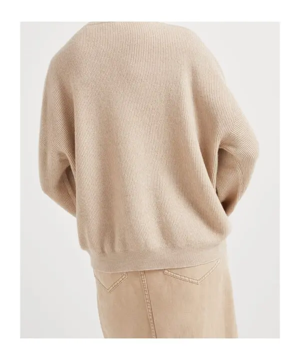 Brunello Cucinelli Crewneck Drop-shoulder Jumper - Cool Beige