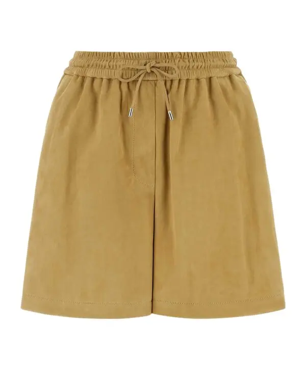 Loewe Drawstring Leather Shorts - Nude
