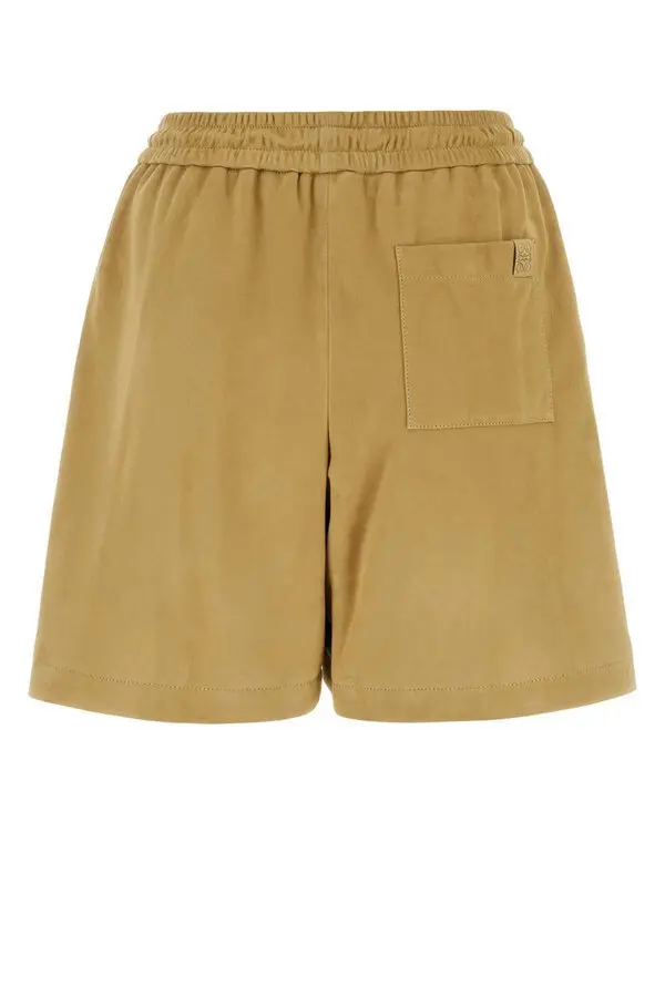 Loewe Drawstring Leather Shorts - Nude