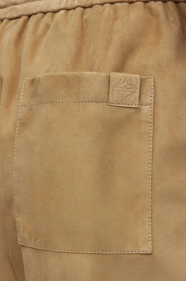 Loewe Drawstring Leather Shorts - Nude