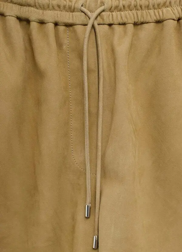 Loewe Drawstring Leather Shorts - Nude