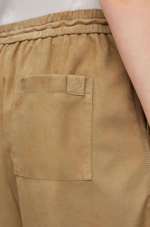 Loewe Drawstring Leather Shorts - Nude