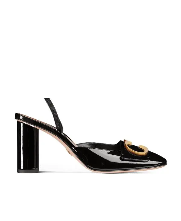 Dior Patent Leather C & D Logo Slingback Pumps