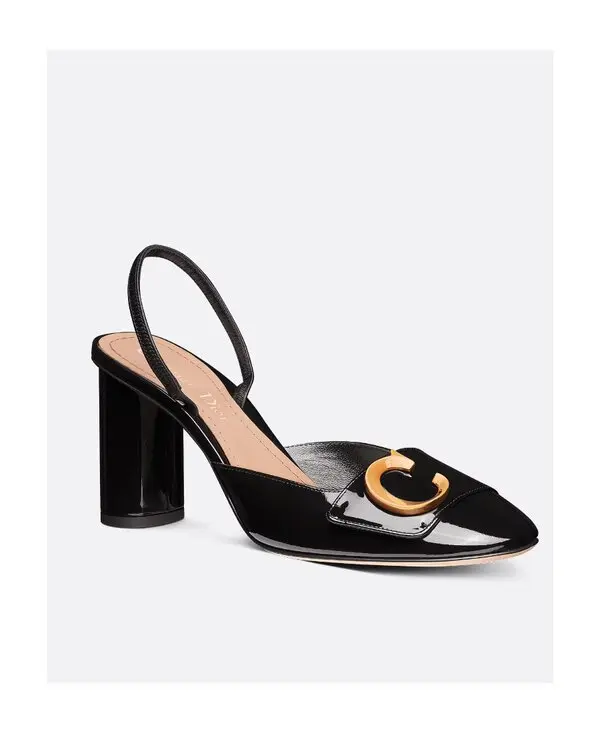 Dior Patent Leather C & D Logo Slingback Pumps