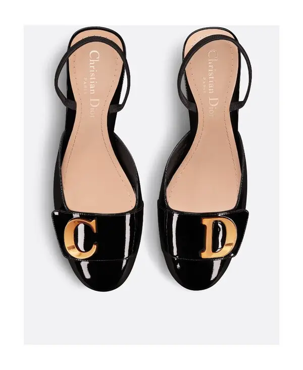 Dior Patent Leather C & D Logo Slingback Pumps