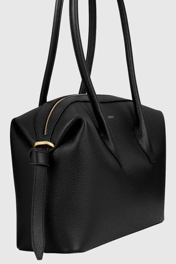 Yuzefi Brioche Duffle Pebble Grained Leather Bag - Black