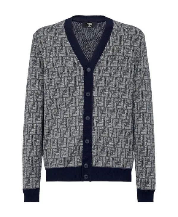 Fendi Monogrammed Buttoned Cardigan - Blue