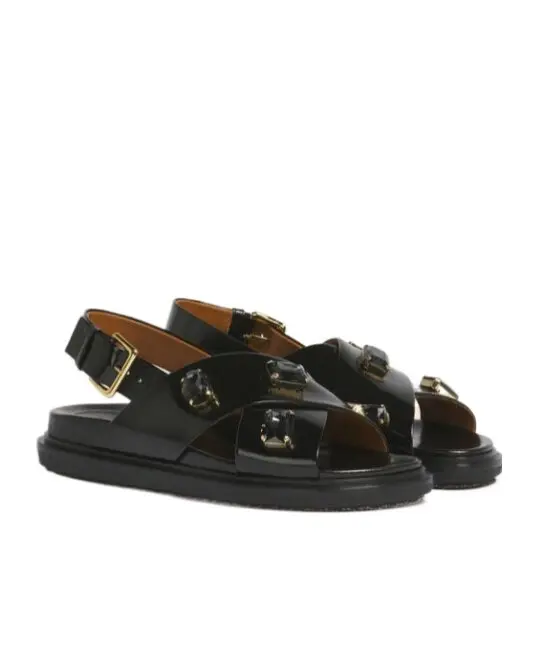 Marni Embellished Crisscross Sandals - Black