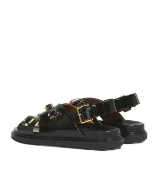 Marni Embellished Crisscross Sandals - Black