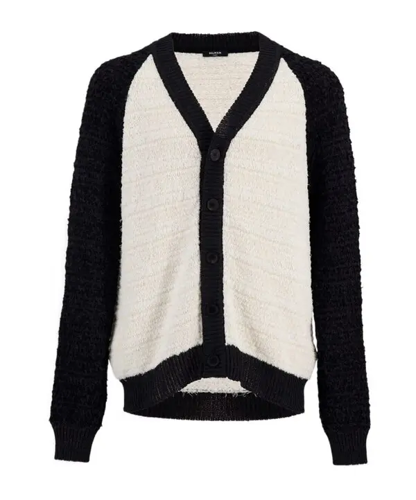 Balmain Two-toned Knit Cardigan - Black